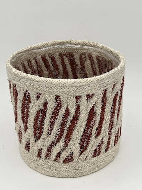 Ricks Garden Center | Ivory And Red Braided Jute Potcover SM